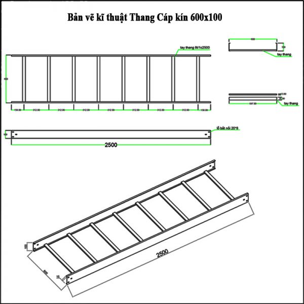 Thang Cáp 600x100 - Cable Ladder 600x100 » Cơ Điện Hà Nội