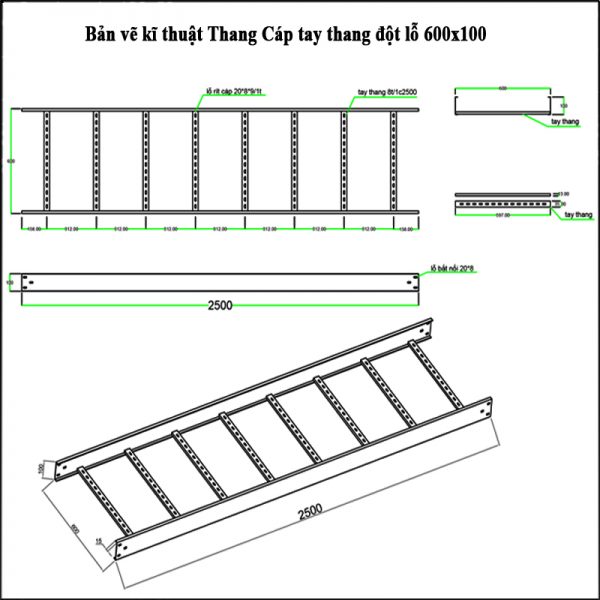 Thang Cáp 600x100 - Cable Ladder 600x100 » Cơ Điện Hà Nội